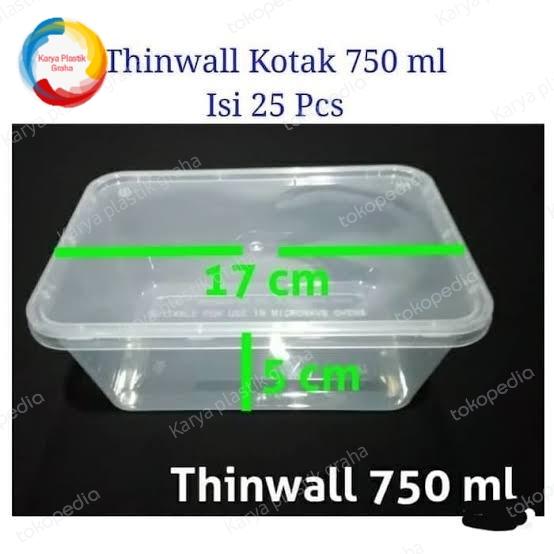 Jual Thinwall Kotak Plastik Makan Segi Panjang 750ml ~ Isi 25pcs - Kota ...