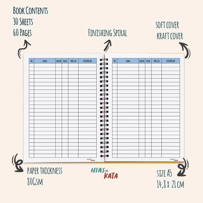 Jual Buku Absen Kerja Daftar Notebook Absensi Karyawan - Soft Cover Di ...