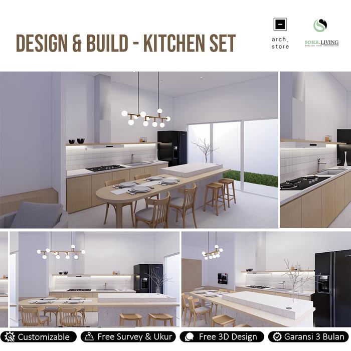 Jual Kitchen Set Custom Japandi | Curved | White Wood | Minimalis - Kab ...