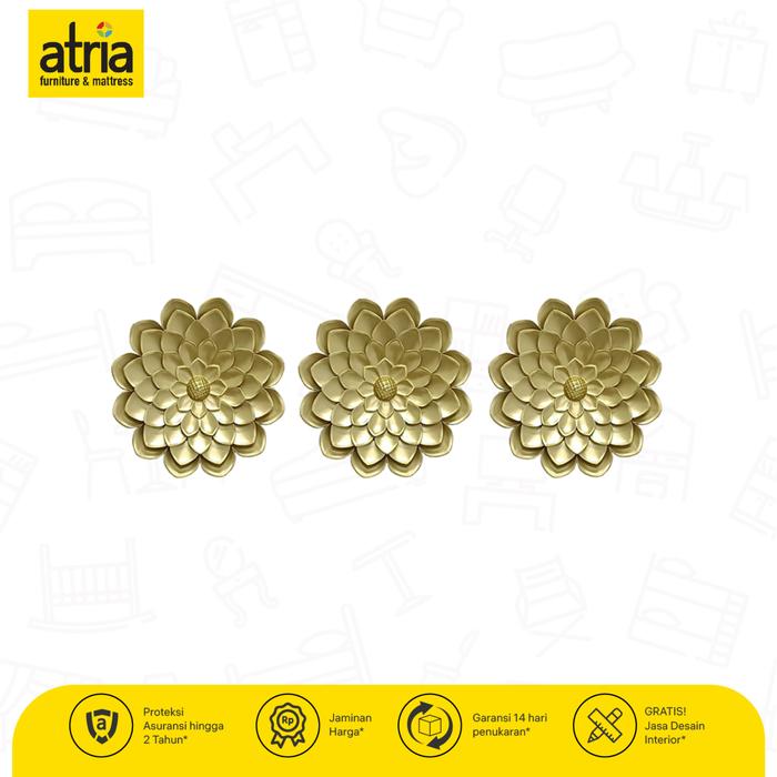Promo Atria Hiasan Dinding Plastik Kaca Bloom Set Of 3 25X25X4Cm Gold ...