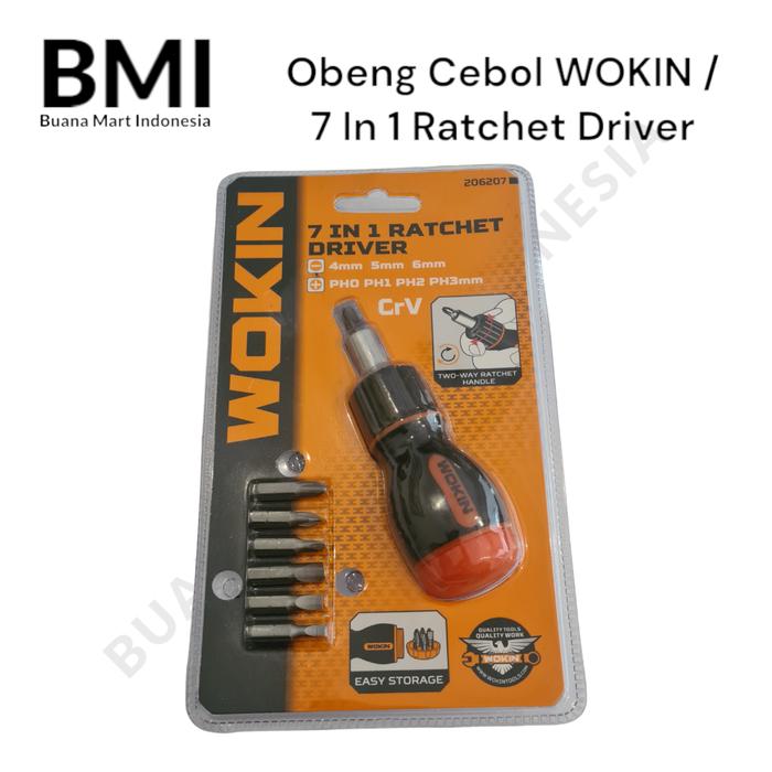 Jual Obeng Cebol WOKIN | 7 In 1 Ratchet Driver Plus Minus | Obeng ...