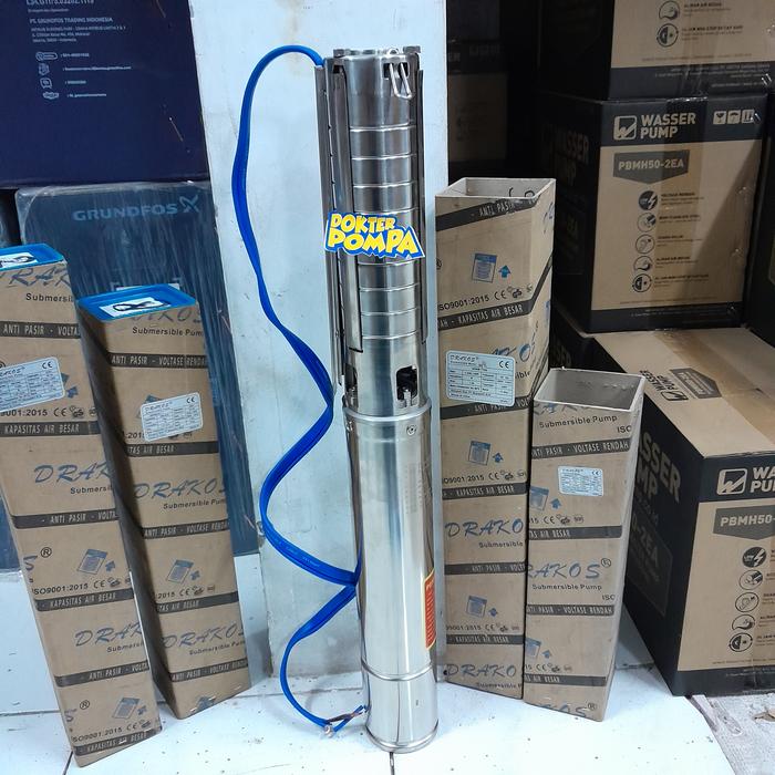Jual DRAKOS SET SUBMERSIBLE - DRAKOS 4DFS5/8-0.75 + DRAKOS MOTOR 4OSM 75S - 0.75 kW 1 HP 1 PHASE ...