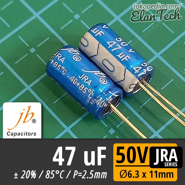 Jual Elco 47uF 50V JB Capacitors JRA Series 2000H 85C Miniaturized 6 ...