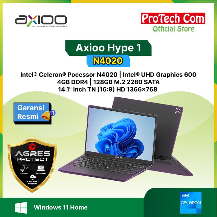 Promo Laptop Axioo HYPE 1 Celeron N4020 4GB 128GB SSD 14" HD WINDOWS 11 ...