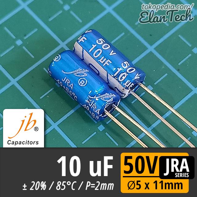 Jual Elco 10uF 50V JB Capacitors JRA Series 2000H 85C Miniaturized ...