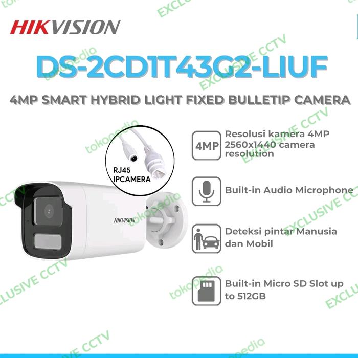 Jual HIKVISION DS-2CD1T43G2-LIUF 4MP HYBRID LIGHT FIXED BULLETIP CAMERA ...