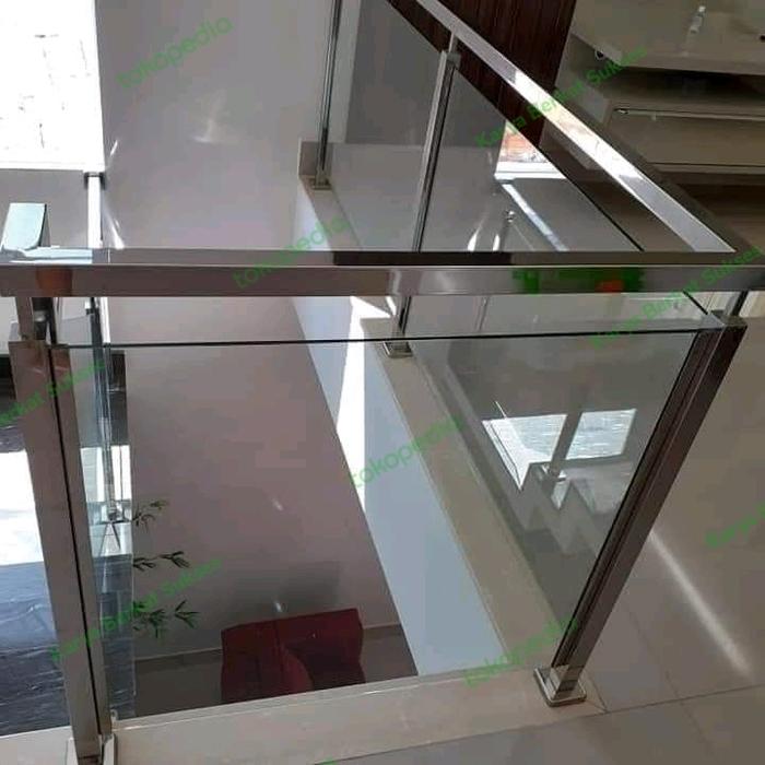 Jual Railing Tangga Kaca Tempered 10 mm frame kayu - Kota Tangerang ...