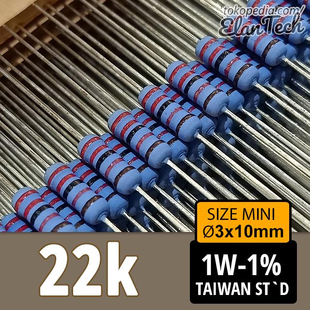 Jual Resistor 1W 22k Taiwan 1% Metal Oxide 22 Kilo Ohm Mini Size ...