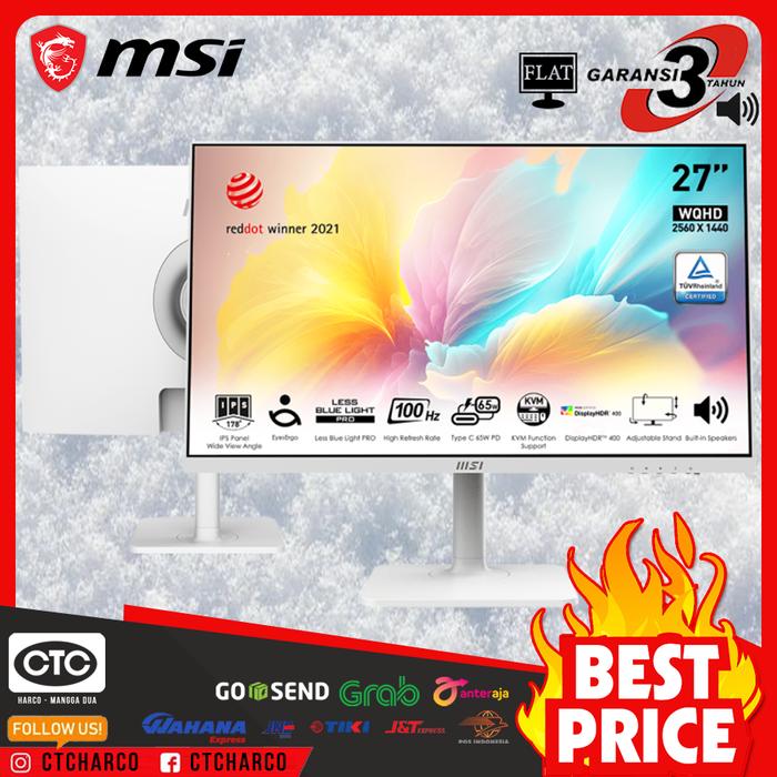 Promo Monitor Led MSI MODERN MD272QXPW WHITE 27 inch 2K WQHD IPS 100Hz ...
