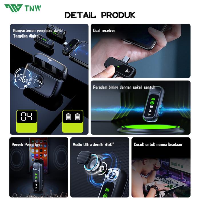 Promo TNW A13 Wireless Microphone 2-In-1 Clip On Mic Wireless Dual ...