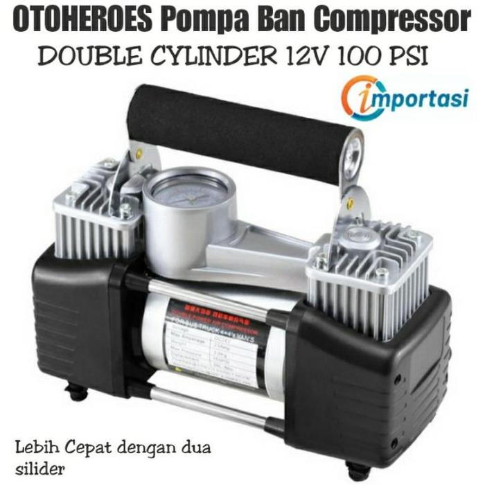 Jual Pompa Ban Motor Mobil Dual Silinder Super Fast Compressor 12V 100 ...