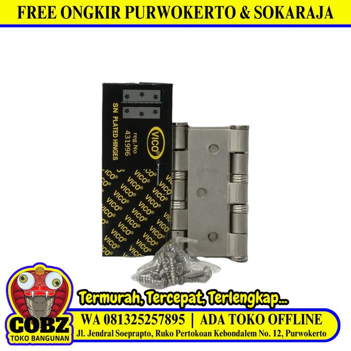Jual 3 IN / VICO Engsel Kupu Kupu Pintu Jendela Hinge Stainless Set ...