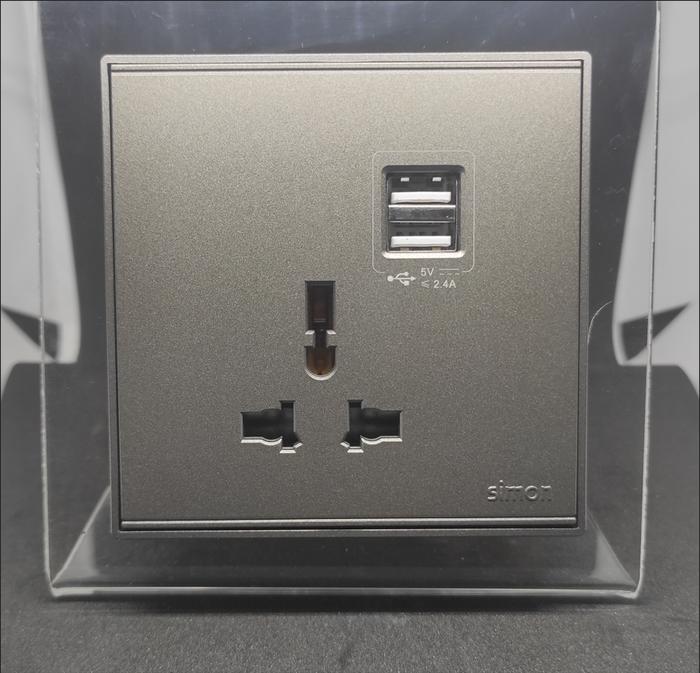 Jual SIMON E6 GREY UNIVERSAL SOCKET / MULTI SOCKET W/ USB CHARGER ...