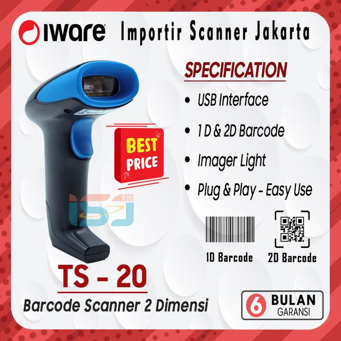 Jual Scanner Barcode 2 DIMENSI USB Wired 2D Iware TS-20 / TS20 / TS 20 ...