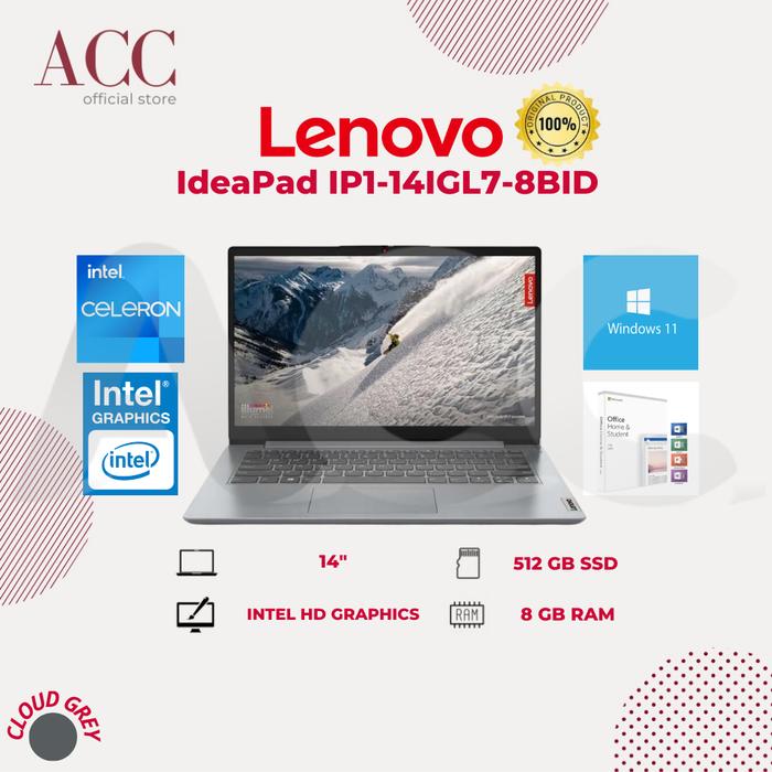Jual Lenovo IdeaPad IP1-14IGL7-8BID Cloud Grey DC N4020 Win11 OHS ...