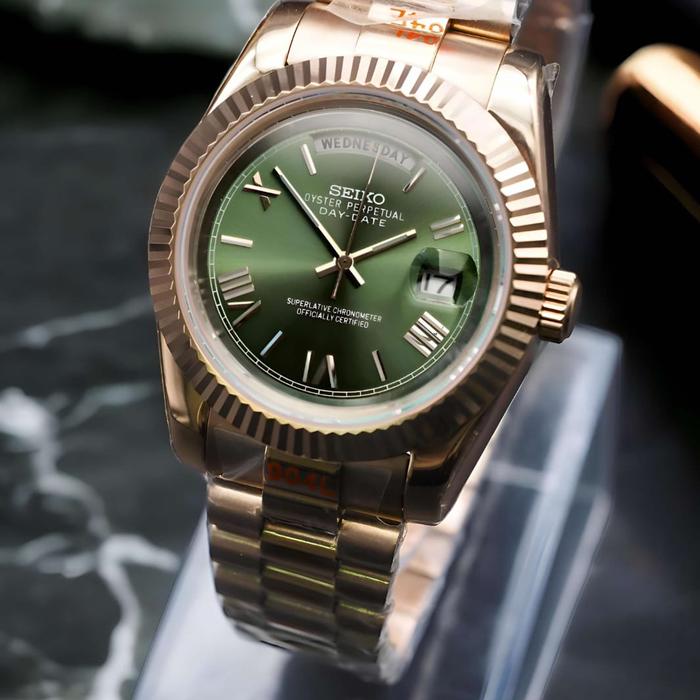 Jual Jam Tangan Seiko Mod Daydate Rosegold Olive Green President ...