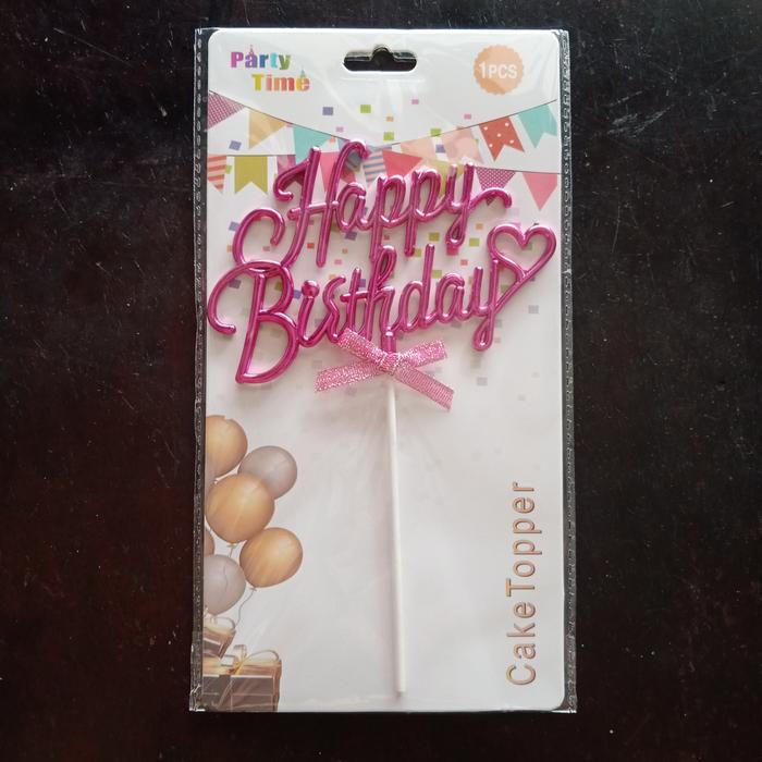Jual topper kue happy birthday 3D plastik pita premium/cake topper hbd ...