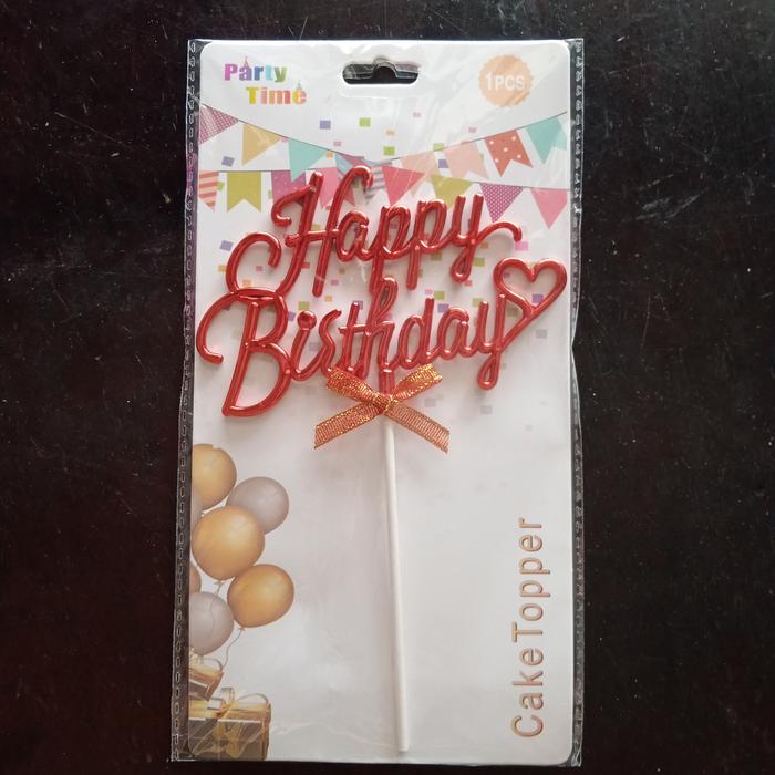 Jual topper kue happy birthday 3D plastik pita premium/cake topper hbd ...