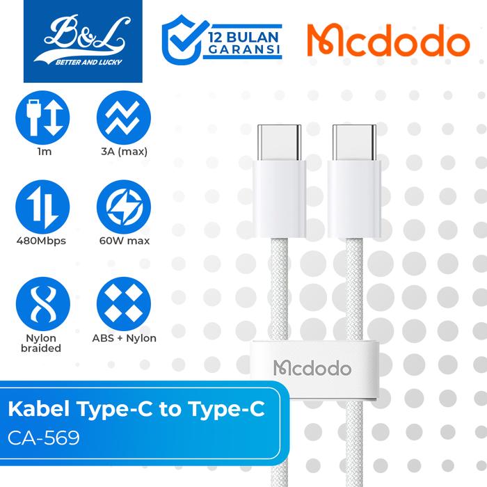 Promo MCDODO CA-569 Kabel Data Type-C to Type-C 3A 60W Fast Charging ...