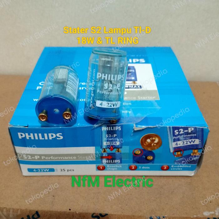 Jual Philips Starter Lampu Neon TL-D / Starter S2P Ukuran 4-22W TL Ring ...