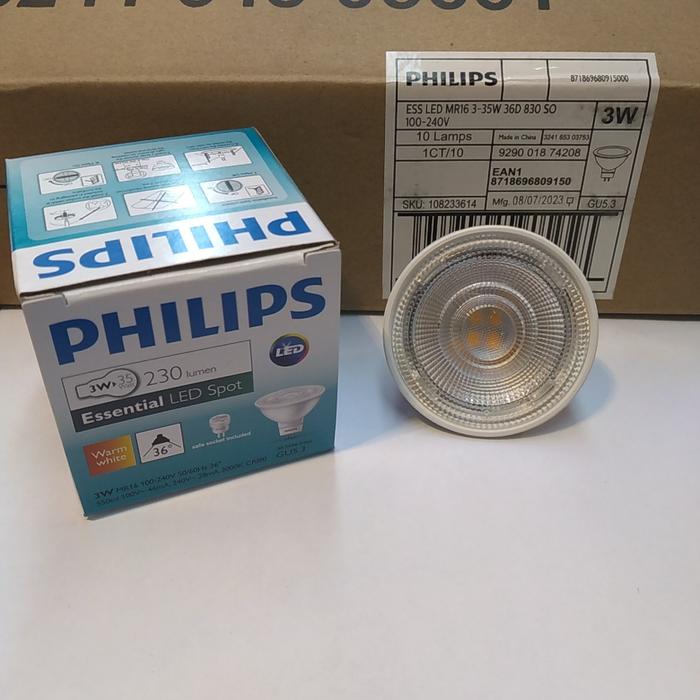 Jual Philips Essential LED Spot MR16 3W 3000K Warmwhite 220V 36D - Jakarta Pusat - Mujur ...