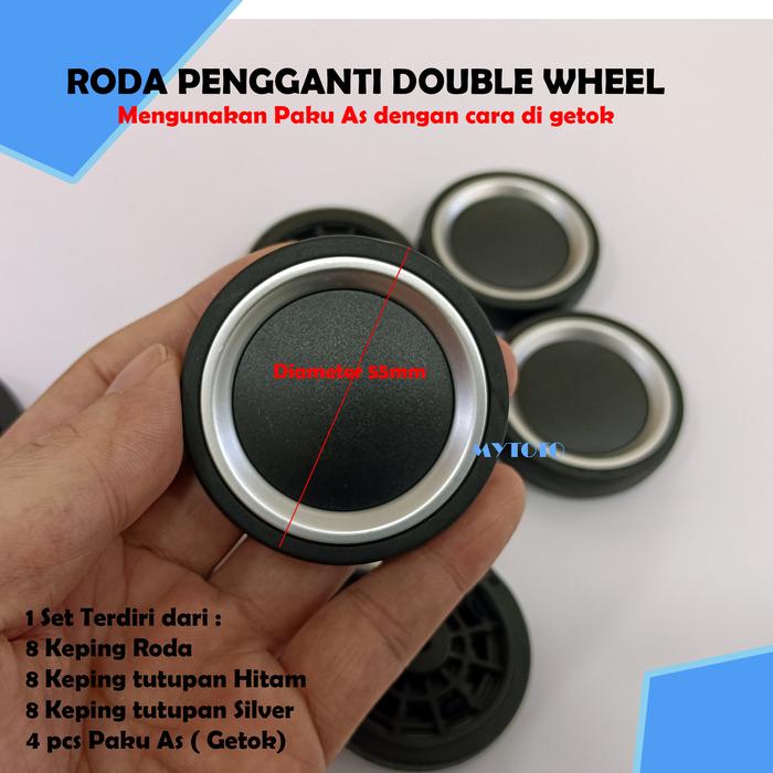Promo Roda Koper Pengganti diameter 55mm | Kombi. Hitam Silver | Roda ...