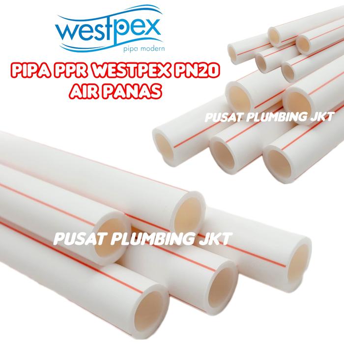 Jual Pipa PPR Westpex putih pn20 air panas 20mm 1/2" inch panjang 4mtr ...