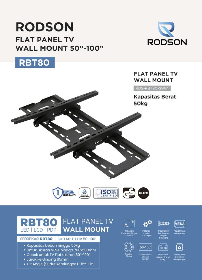 Jual Rodson RBT80 Bracket TV Monitor LCD LED PDP 32" - 80" inch Wall ...