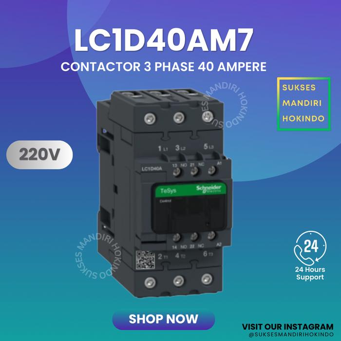 Promo Kontaktor 3P 60A 3 Phase 60 Ampere LC1D40AM7 SNI Contactor ...