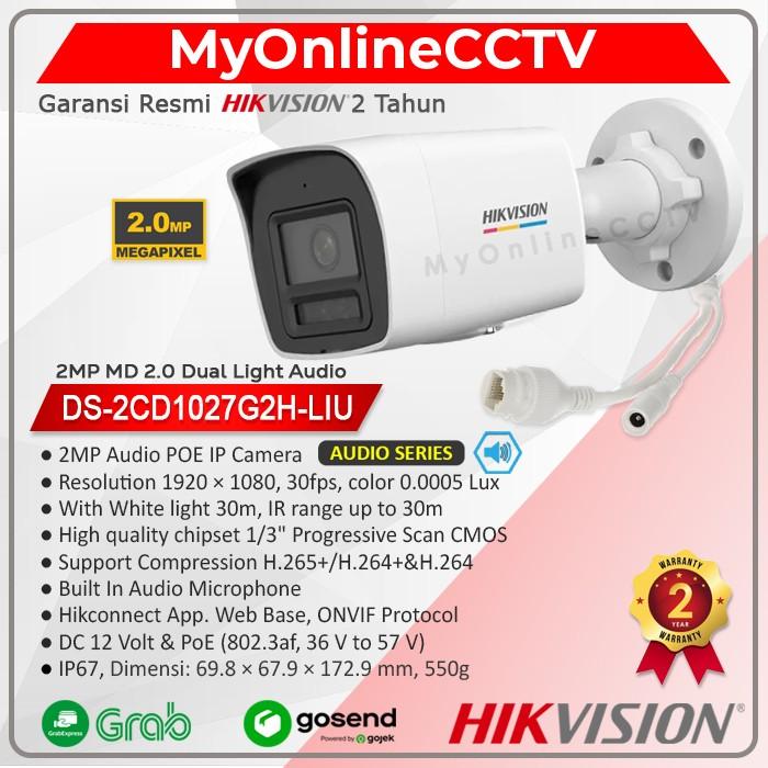 Promo DS-2CD1027G2-L Hikvision IP Camera PoE CCTV Outdoor 2MP ColorVu ...