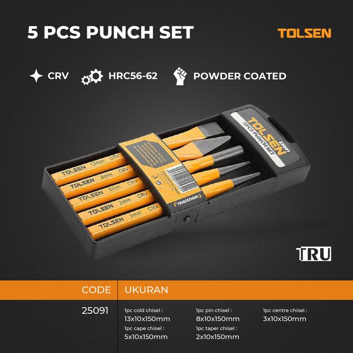 Jual Pin Punch and Chisel Set isi 5 dan 6 Pcs Pahat Besi Penitik Pin Cold Chisel TOLSEN - 5pcs ...