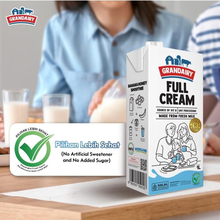 Jual Susu UHT Grandairy Full Cream 1 liter / Grandairy Susu Uht Full ...