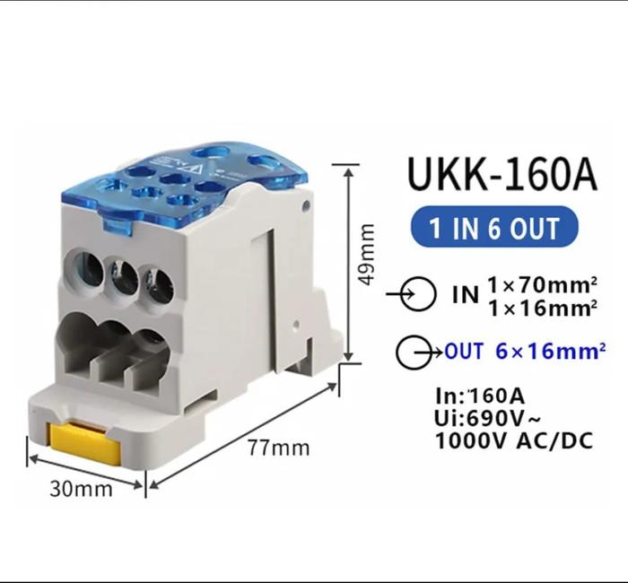 Jual Konektor UKK-80A 125A 160A Distribution Box DIN Rail Terminal ...
