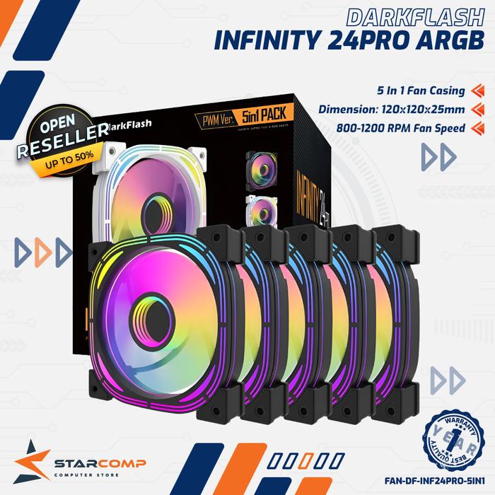 Promo DarkFlash INFINITY 24 PRO ARGB 5in1 Fan Casing 120mm PWM Cicil 0% ...