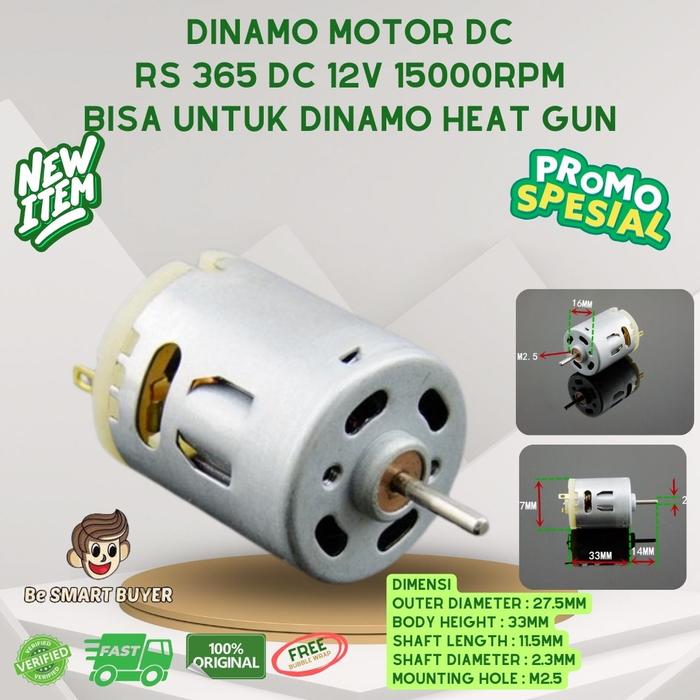 Jual MTT RS365 RS-365 RS 365 DC 12v 12 Volt 15000rpm Dinamo Motor Heat ...