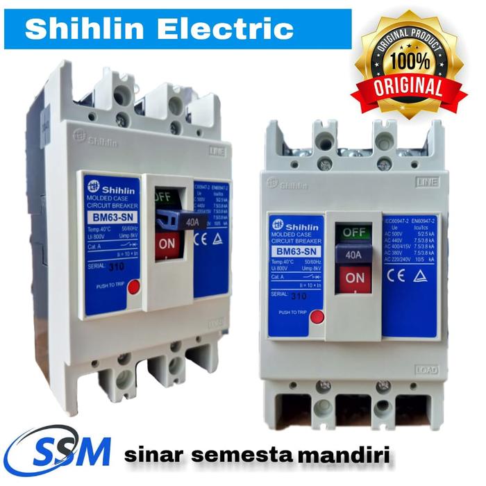 Jual MCCB Shihlin BM63-SN (380V 7,5kA, 220V 10kA) 3P - 40 - 60A - 40A ...