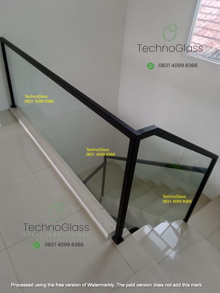Jual Railing Balkon Tangga Besi dan Kaca Tempered / Railing Balkon Besi ...