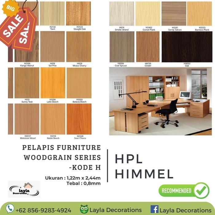 Jual HPL HIMMEL Pelapis untuk furniture || Woodgrain series tebal 0,8mm ...