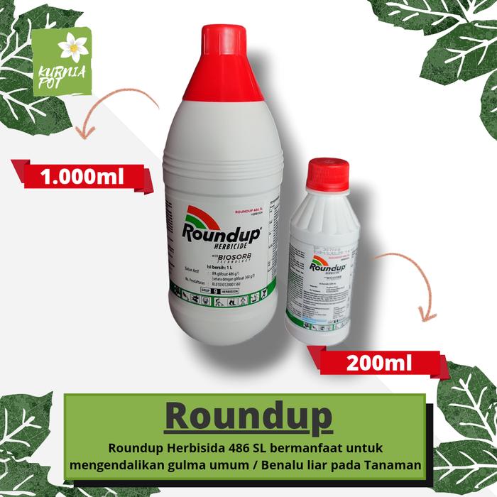 Jual Roundup Herbisida 486SL Obat Hama Tanaman Rumput 200ml dan 1 Liter ...