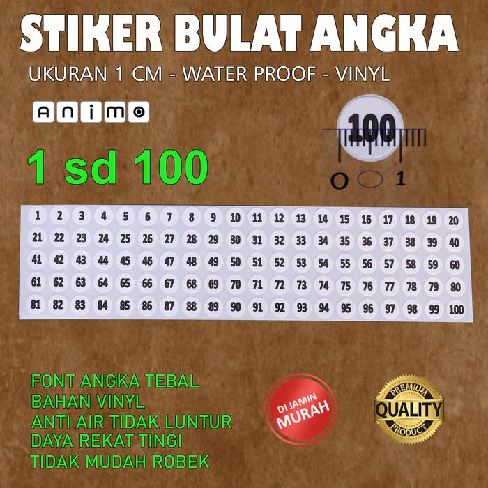 Jual STIKER ANGKA BULAT 1 CM WATERPROOF - Stiker Vinyl Angka 1 CM TAHAN ...