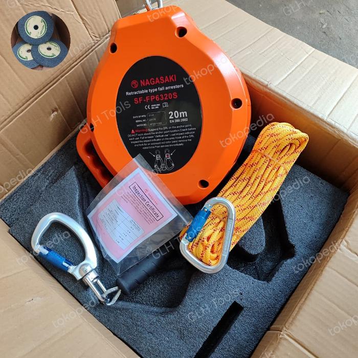 Jual Nagasaki Fall Arrester Retractable lifeline 6 meter Tali pengaman ...