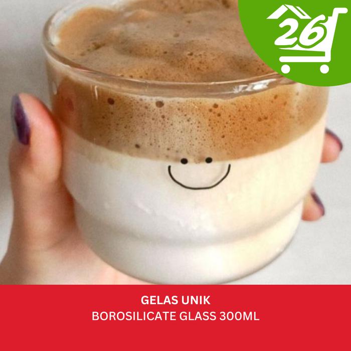 Jual Gelas Unik Kopi Teh Minuman Borosilicate Glass 300ml - KT012 - Transparent - Kota Medan ...