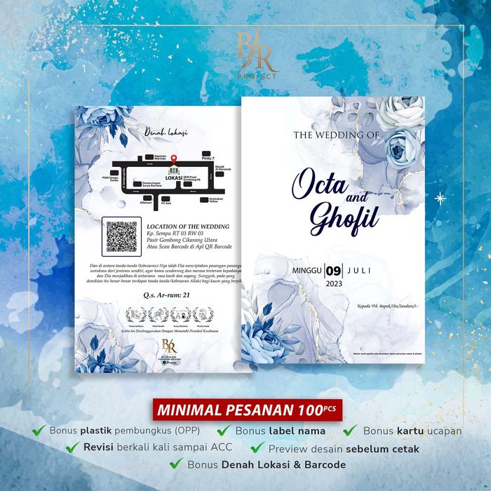 Jual Undangan Pernikahan (Marbel) Lipat Dua Bahan Brief Card 160 GSM ...