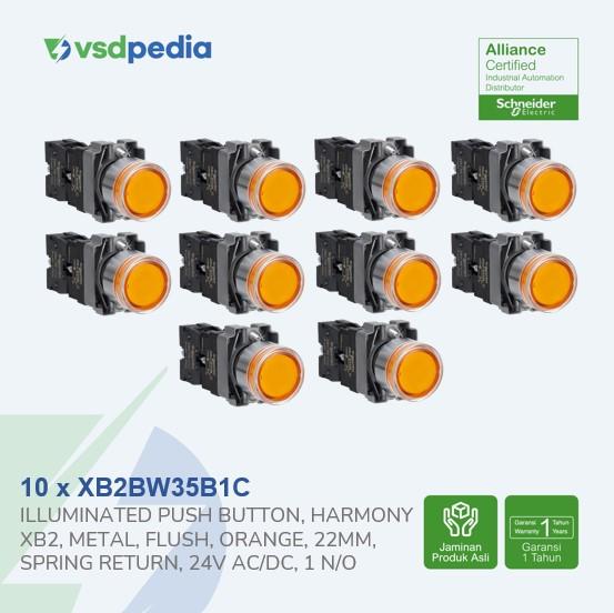 Promo SCHNEIDER ILLUMINATED PUSH BUTTON XB2 ORANGE 24V AC/DC XB2BW35B1C x 10 Cicil 0% 3x ...