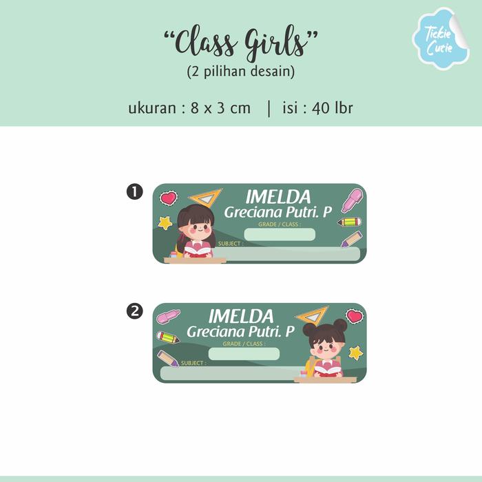 Jual PO label sticker nama utk buku pelajaran tema : Class Girls & Boys ...
