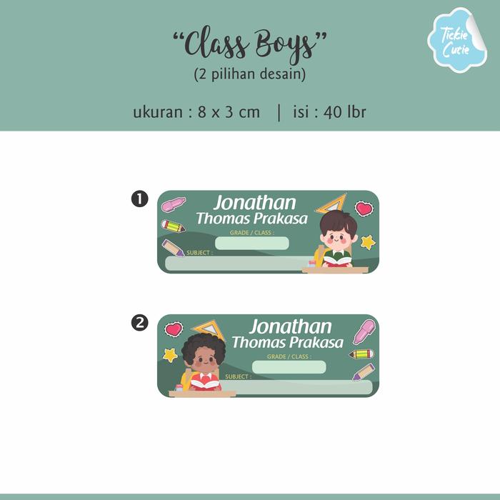 Jual PO label sticker nama utk buku pelajaran tema : Class Girls & Boys ...
