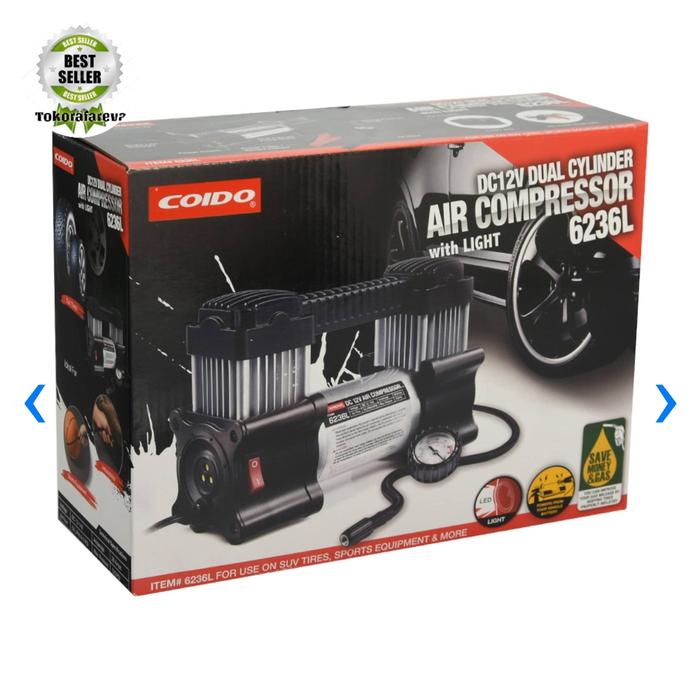 Jual Coido Pompa Ban Mobil Dual Silinder Dengan Lampu Led 6236 - Kab ...