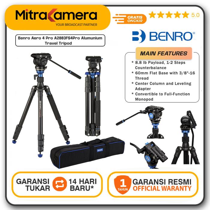 Promo Benro Aero 4 Pro A2883FS4Pro Aluminum Travel Video Tripod Cicil 0 ...