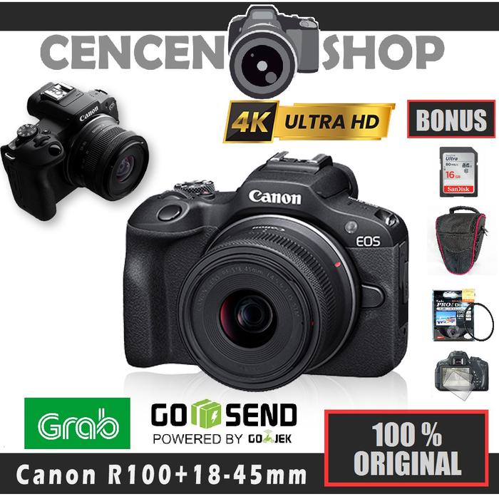 Jual Canon EOS R100 4K + Kit 18-45mm IS STM / R-100 R 100 Mirrorless ...