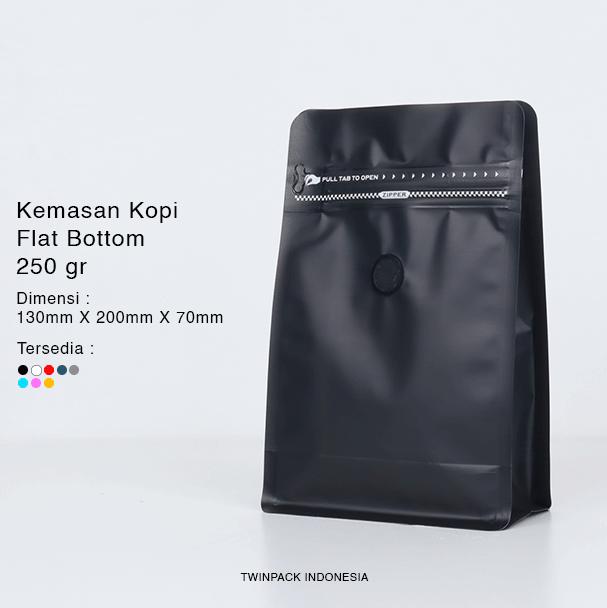 Jual Kemasan Kopi 200 - 250 Gram Hitam Flat Bottom Valve Packaging Kopi - Kab. Tangerang ...